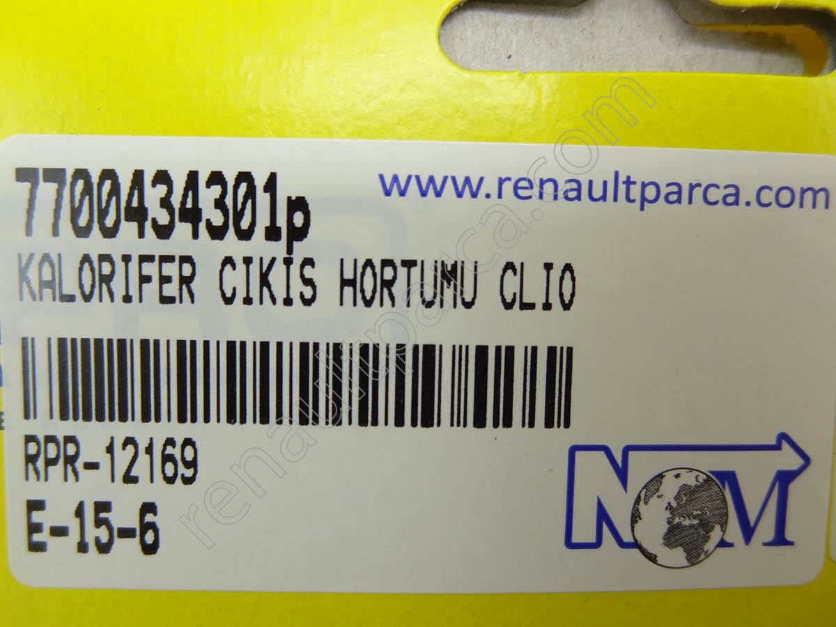 7700434301-KALORİFER ÇIKIŞ HORTUMU YAN SANAYİ - NOM OTO